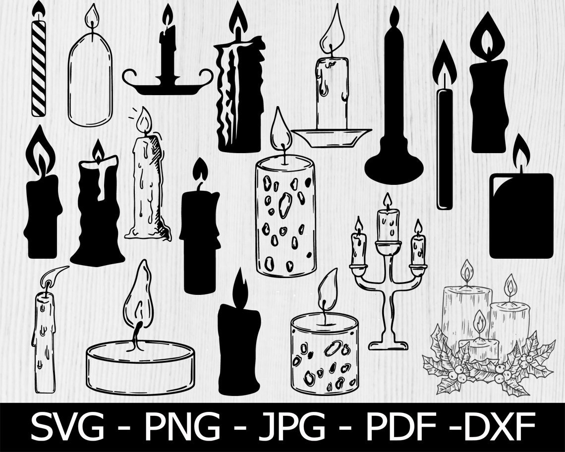 Candle Bundle SVG, Candle Svg, Candle Clipart, Candle Cricut, Candle ...