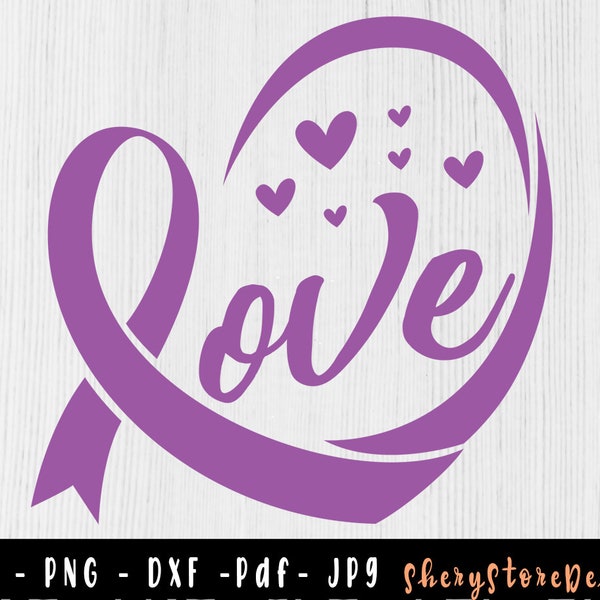 Purple Heart Cancer Ribbon Svg - Etsy