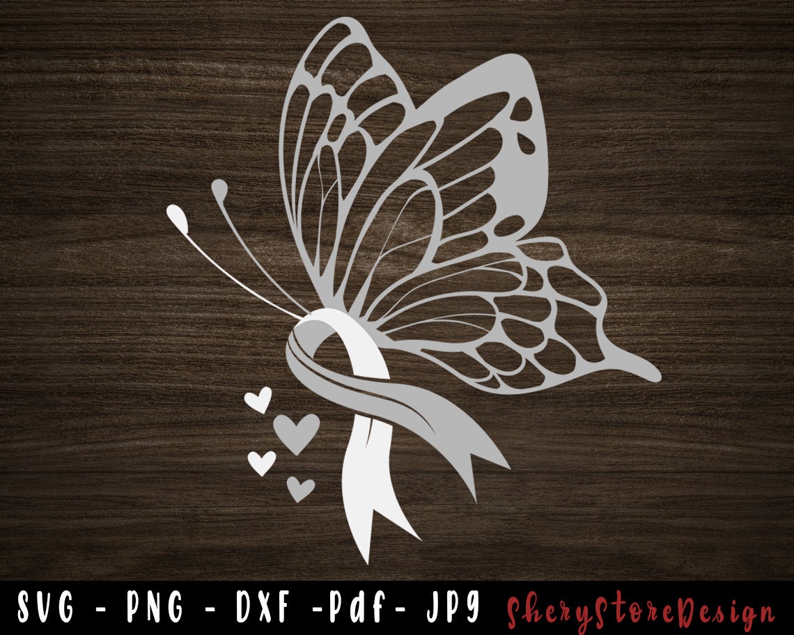 Butterfly Lung Cancer SVG, Lung Cancer SVG, Lung Cancer Ribbon Svg ...