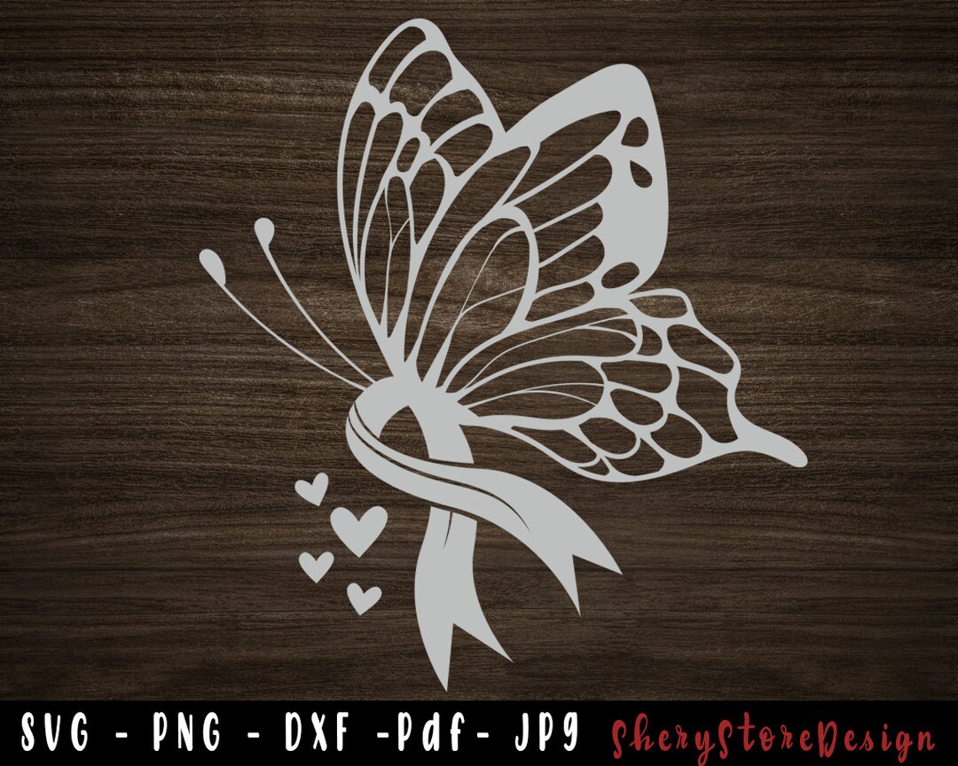 Butterfly Brain Cancer SVG, Brain Cancer SVG, Brain Cancer Ribbon Svg ...