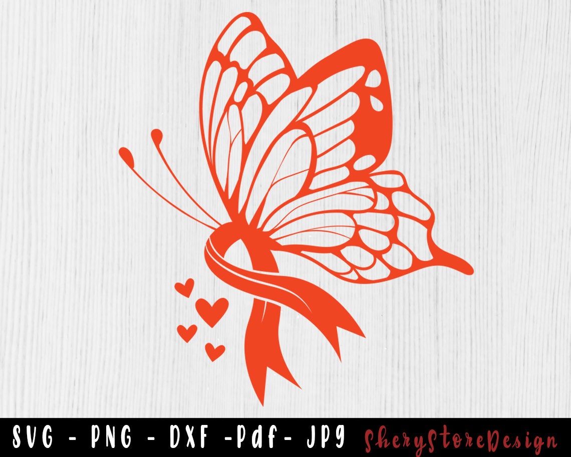 Butterfly Kidney Cancer Svg,leukemia SVG, Leukemia Ribbon Svg, Kidney ...