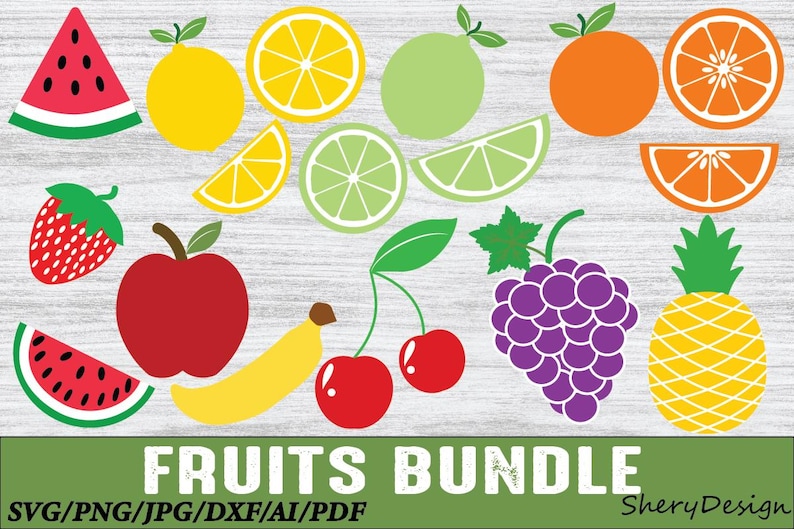 Tropical Fruit SVG Bundle Fruit Silhouette Vector Apple Watermelon ...