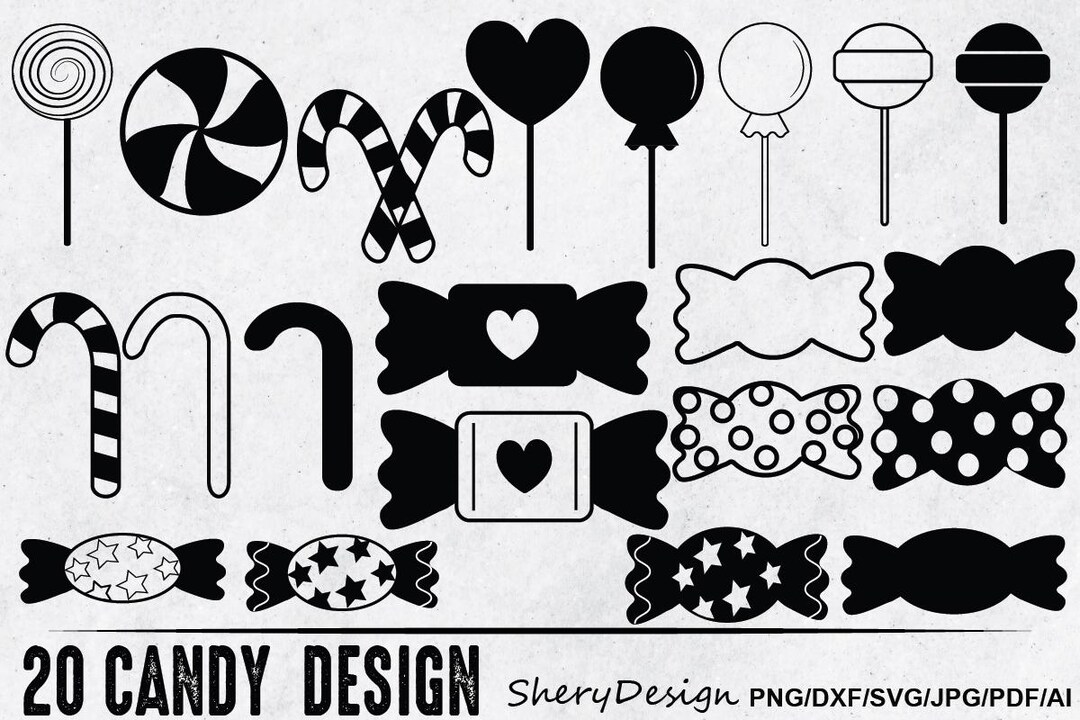 Candy SVG Bundle, Candy Clipart, Candy Silhouette, Lollipop Svg, Sweet ...