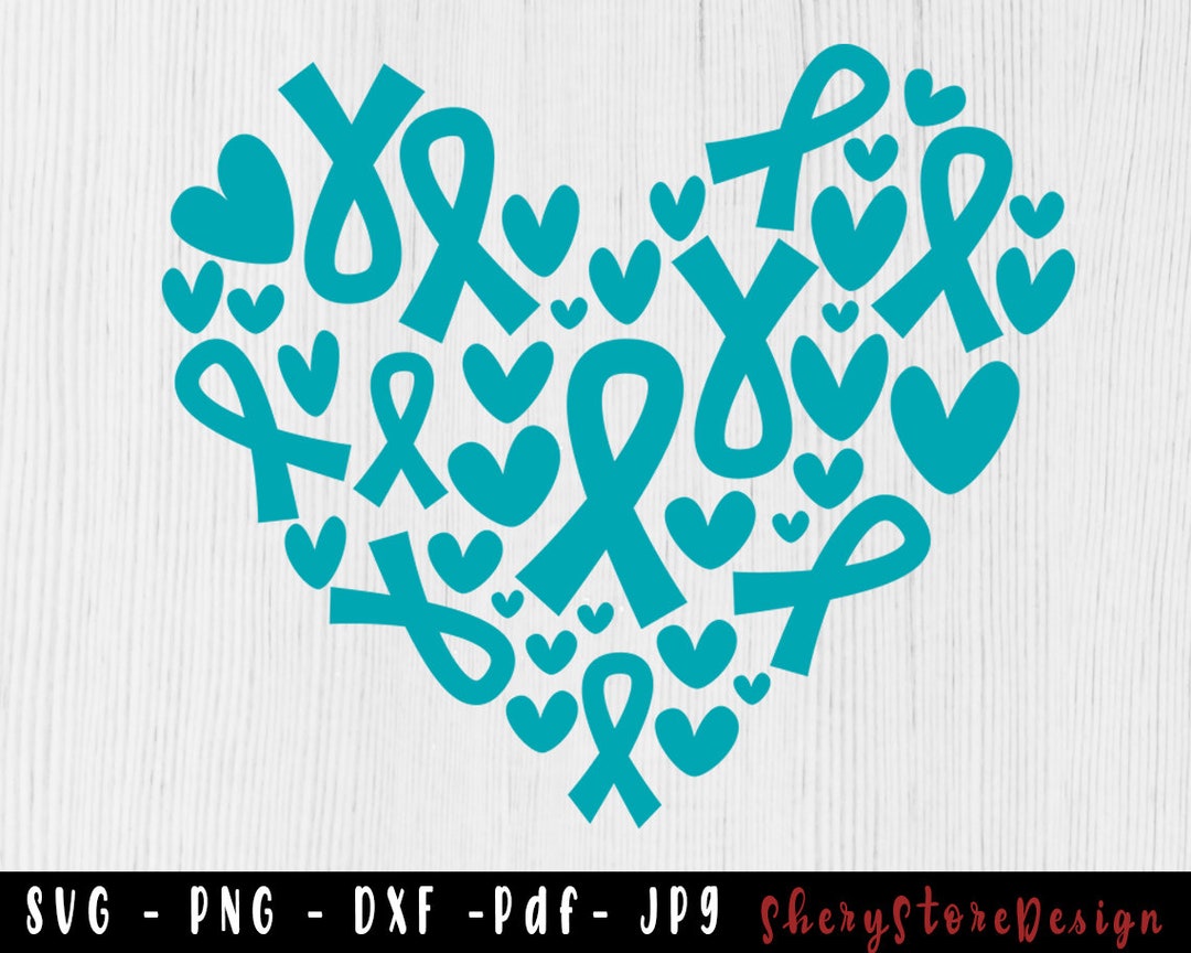Heart Ovarian Cancer SVG, Ovarian Cancer SVG, Ovarian Cancer Ribbon Svg ...