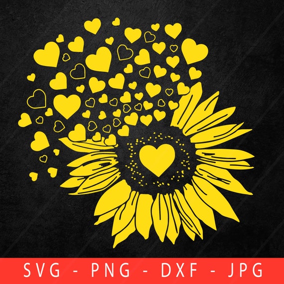 Sunflower Heart Svg Flower Svg Sunflower Svg Valentine Svg Etsy