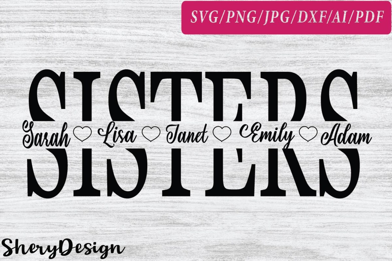 Sister SVG, Sibling Svg, Sister Split Name Frame Svg, Sister Cut File ...