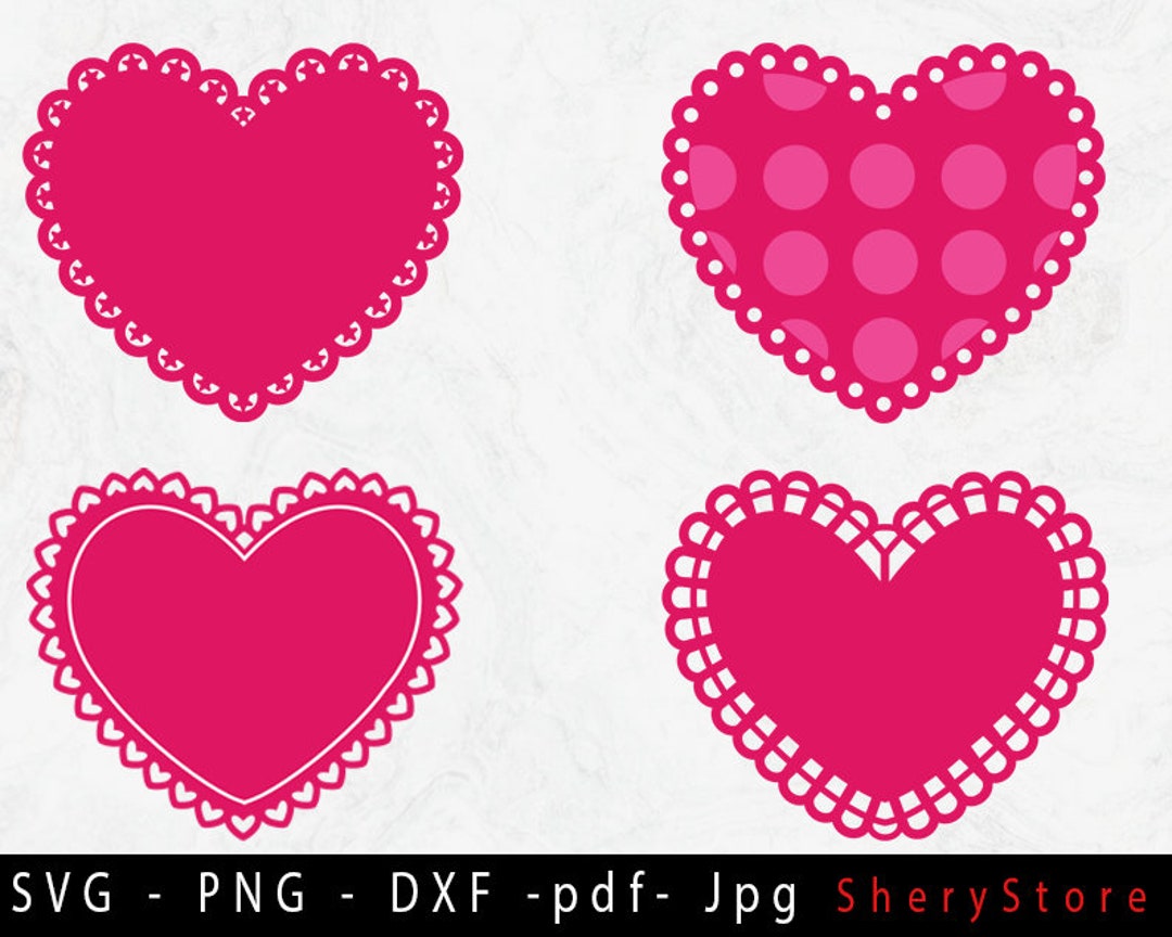 Doily Heart Svg, Scalloped Heart Svg, Valentine Heart Tag Svg ...