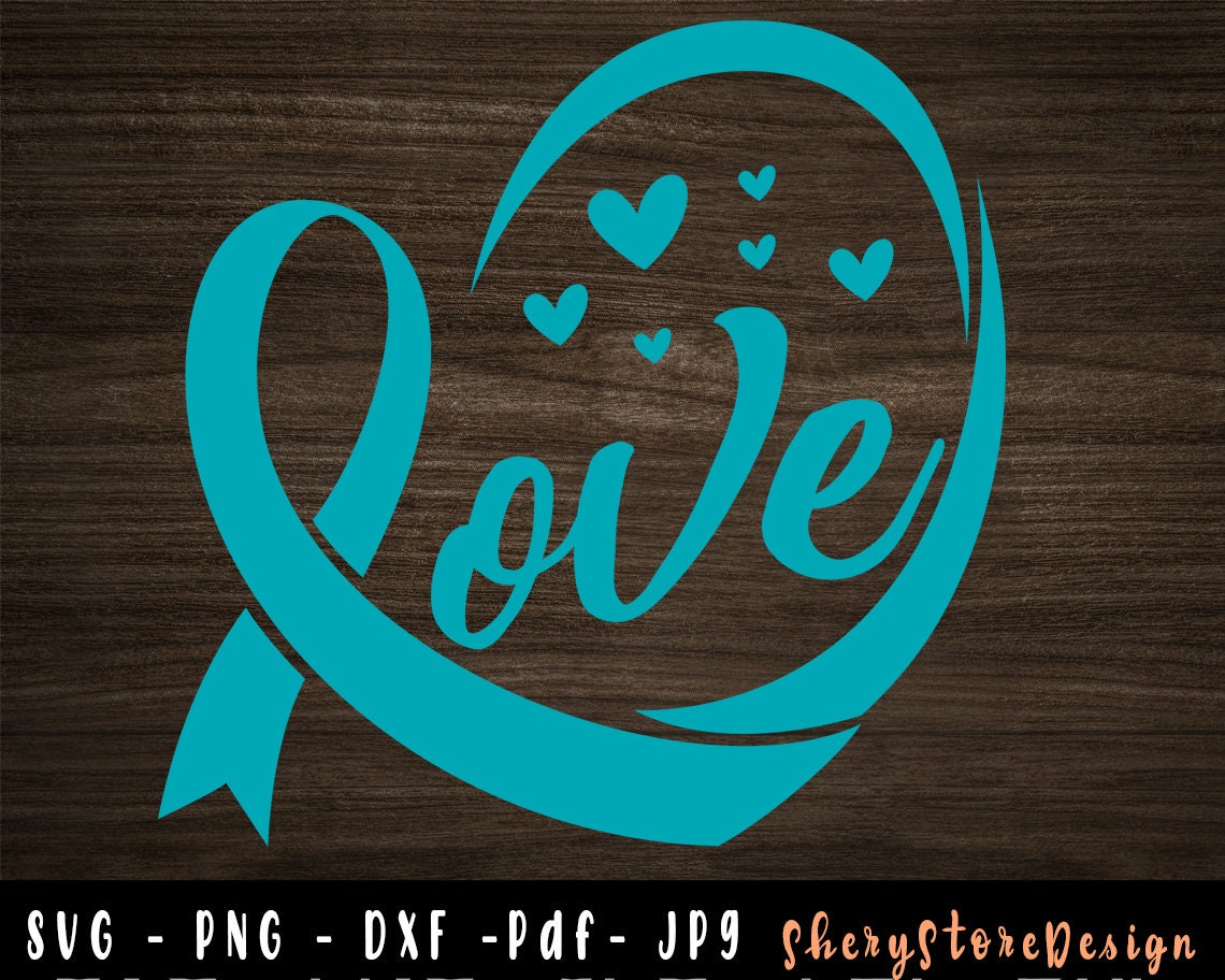 Ovarian Cancer SVG, Ovarian Cancer Feather Ribbon SVG, Ovarian Heart ...