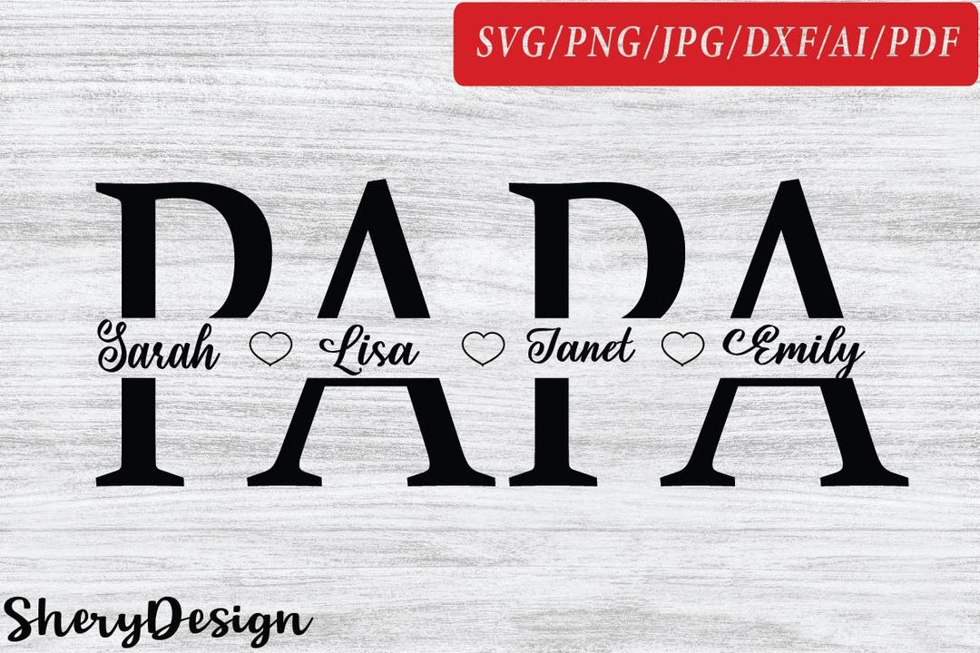 Papa SVG, Father Svg, Father's Day SVG, Papa Split Name Frame Svg, Papa ...