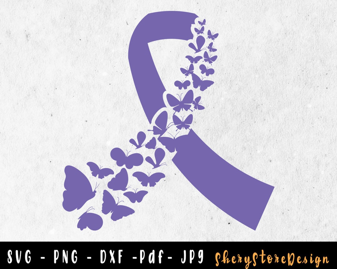 Feather Purple Ribbon SVG, Hodgkin Lymphoma SVG, Butterfly Hodgkin ...
