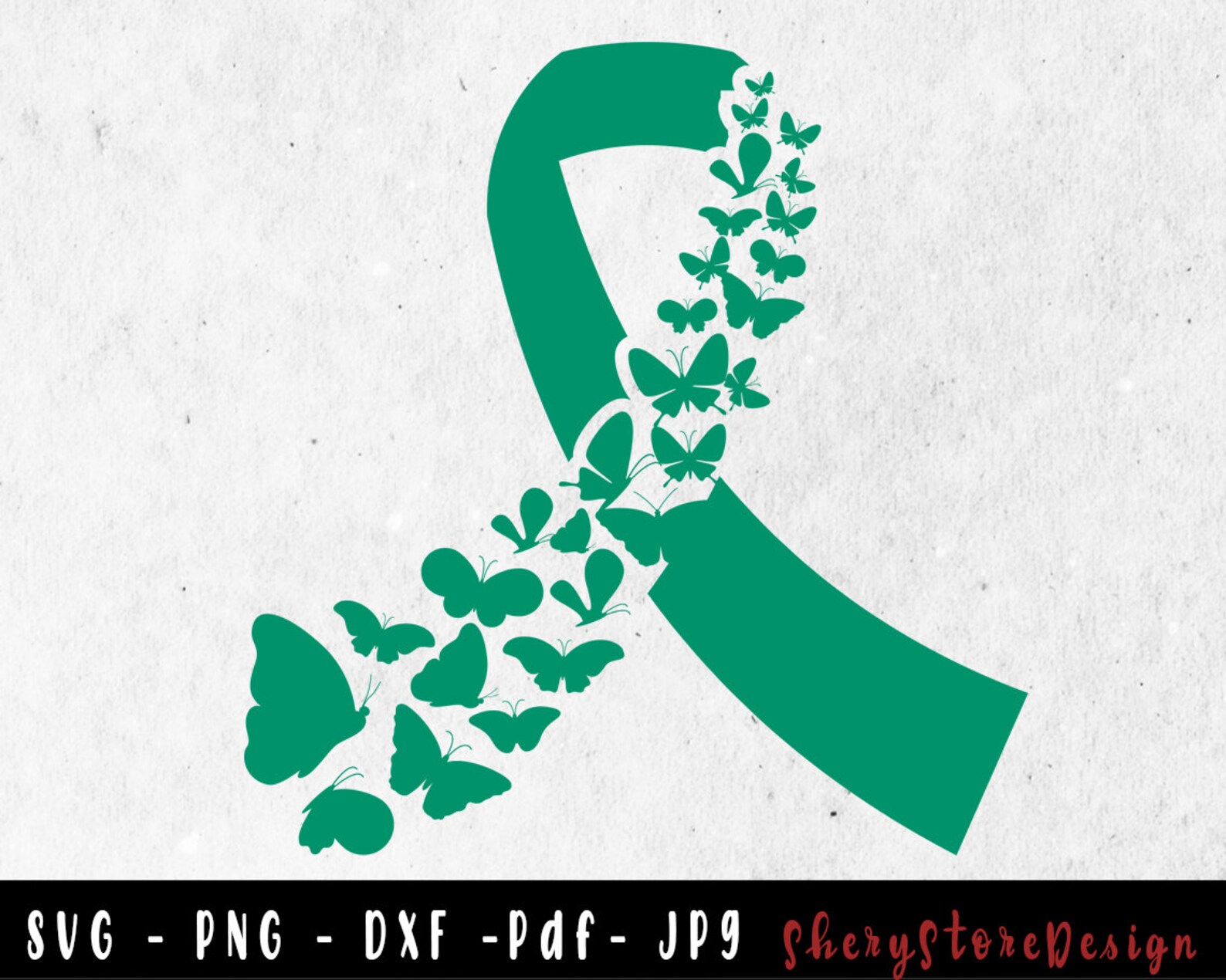 Feather Green Ribbon SVG, Liver Cancer SVG, Butterfly Liver Cancer Svg ...