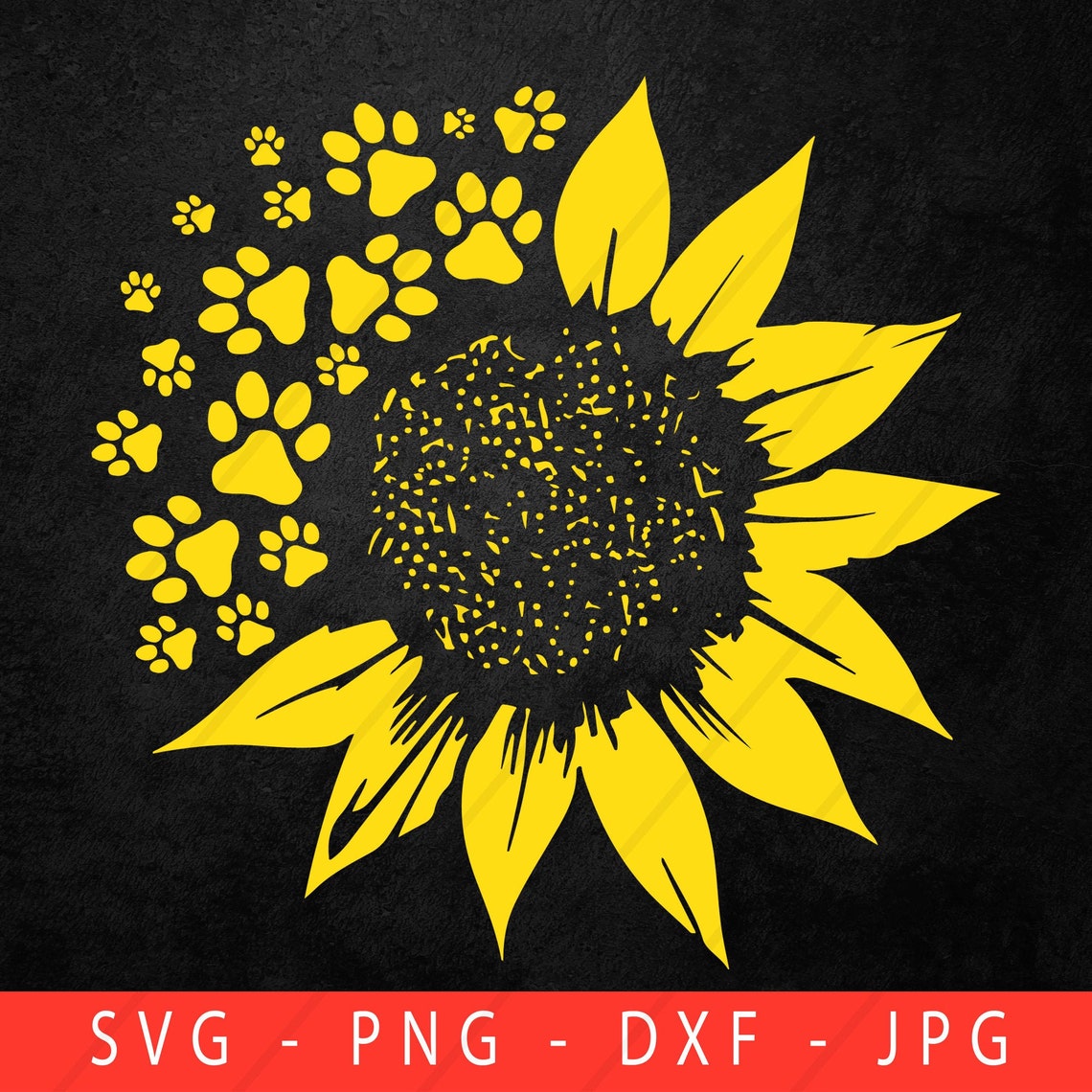 Sunflower Paw Print SVG, Sunflower Svg, Sunflower Dog Print Svg, Paw ...