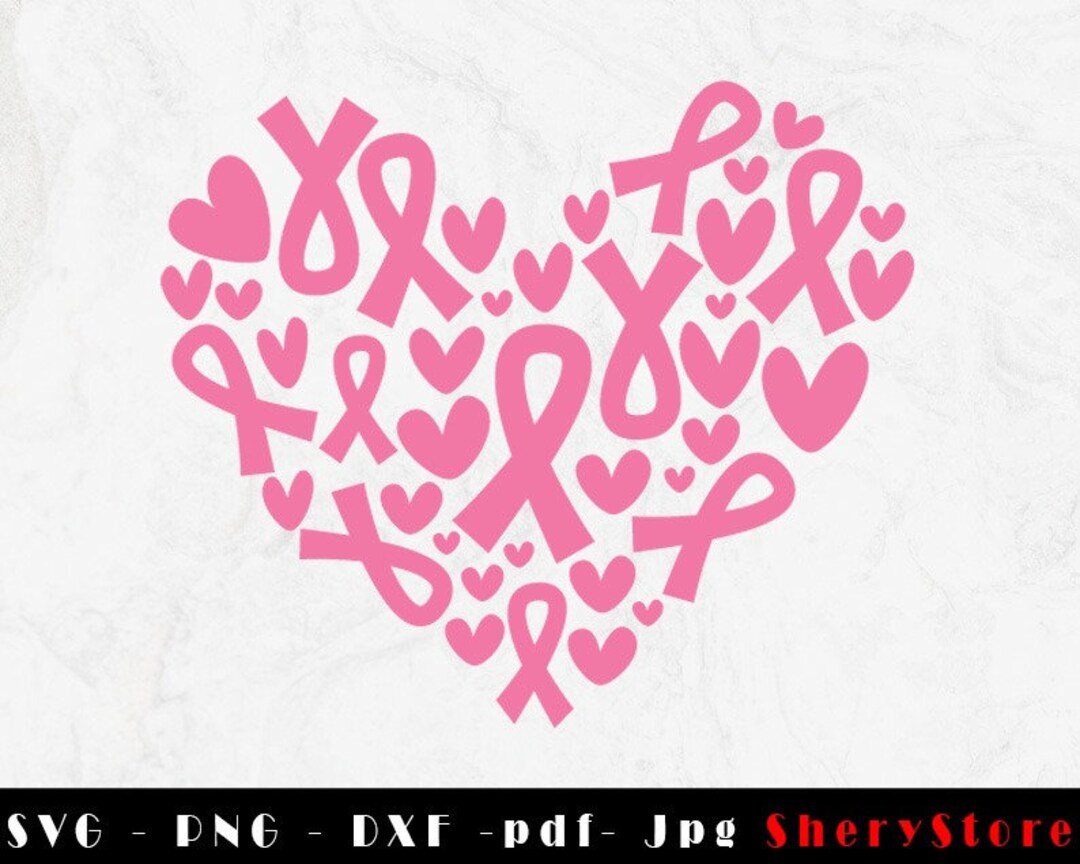 Heart Breast Cancer SVG, Breast Cancer SVG, Breast Cancer Ribbon Svg ...
