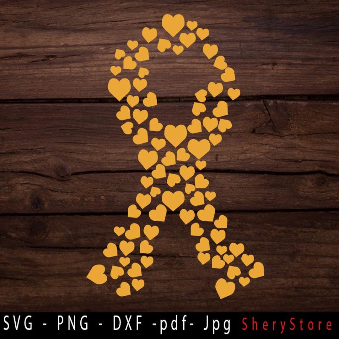 Childhood Cancer Heart Ribbon SVG, Childhood Cancer Cancer Awareness ...
