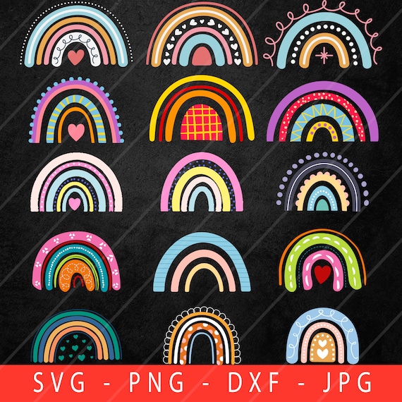 Rainbow SVG Boho Rainbow Bundle Rainbow Png Rainbow Clip | Etsy