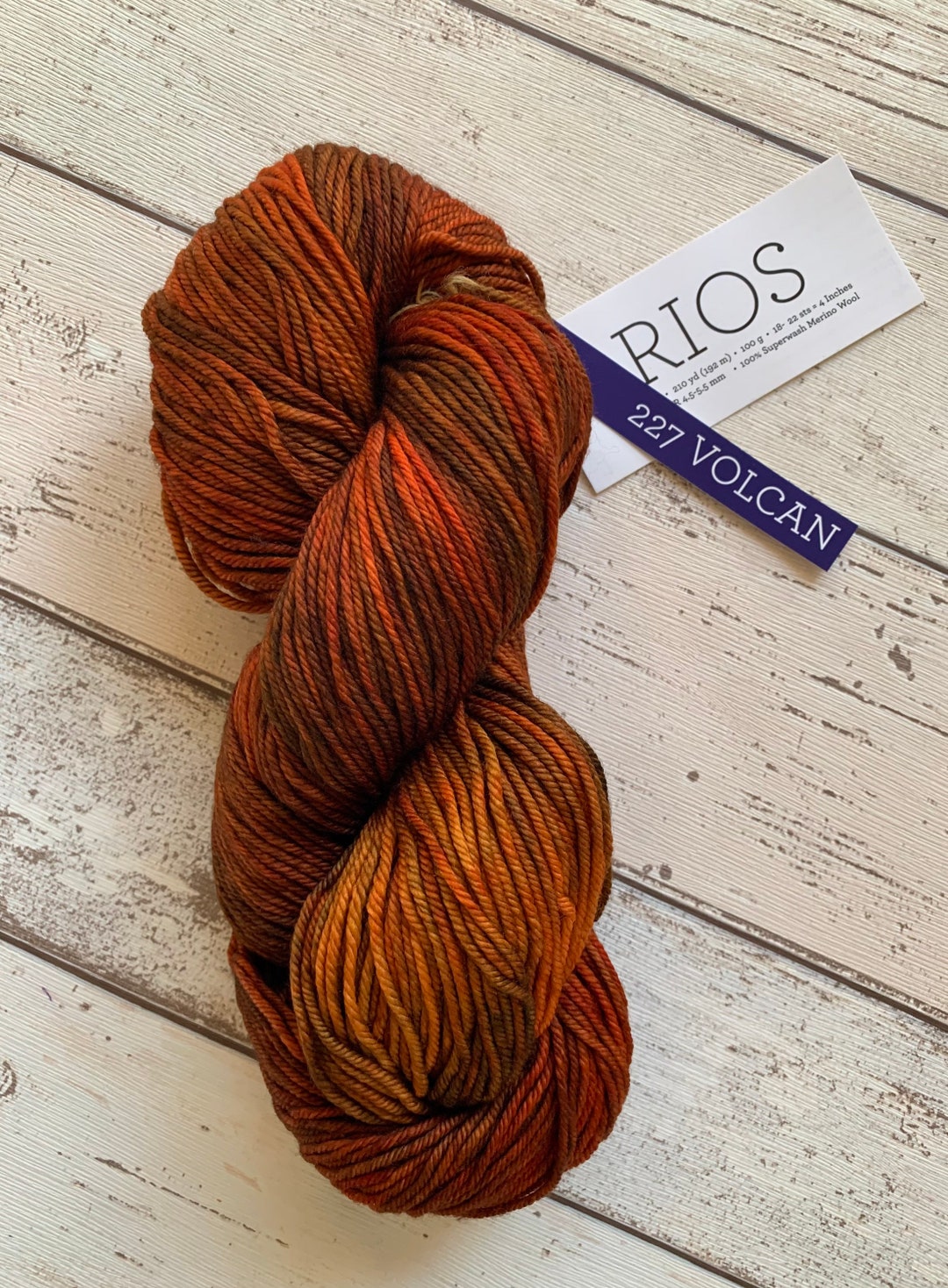 Malabrigo Rios Volcan / 100% Merino Wool / 100 Grams / Cat 4 Worsted ...