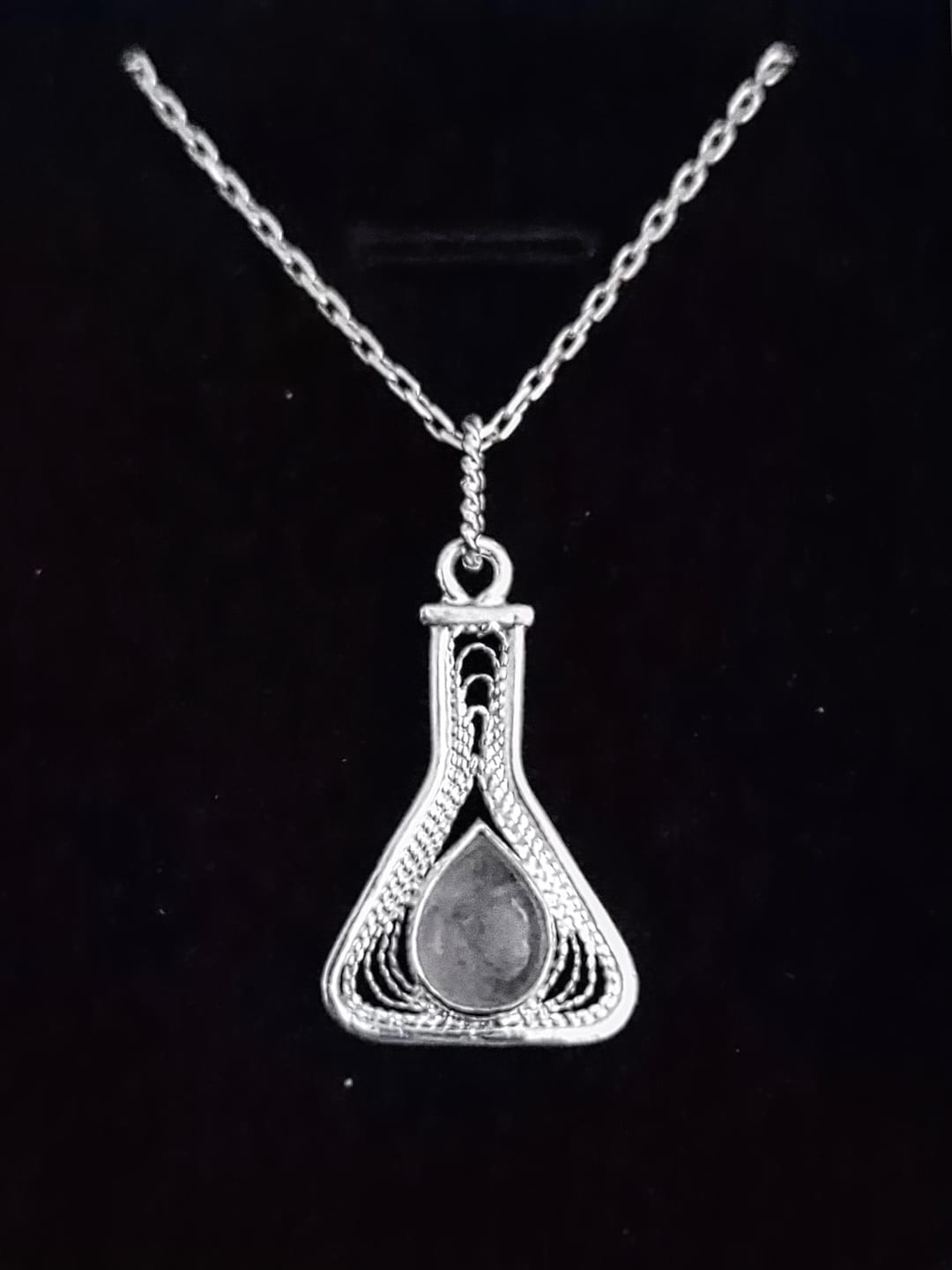 Handcrafted Erlenmeyer Flask Pendant With Rose Quartz & Filigree ...
