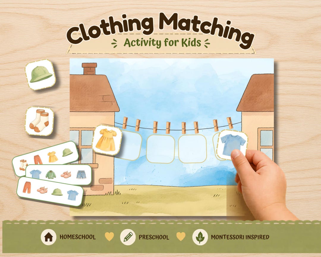 Clothes Matching Activity Printable, Toddler Busy Binder, Preschool ...