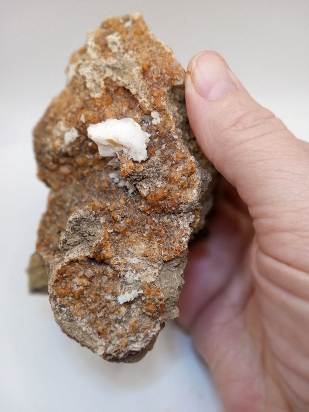 Grossular Garnet Calcite Crystal Cluster, Natural Gemstone Specimen ...