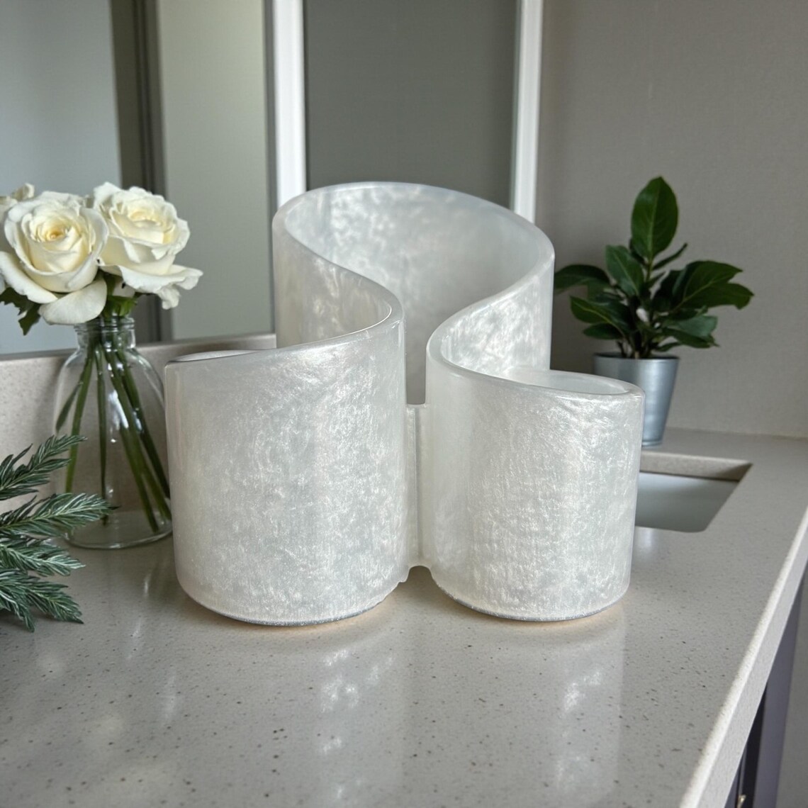3-compartment Resin Organizer: Elegant Vanity and Desk Storage in White ...