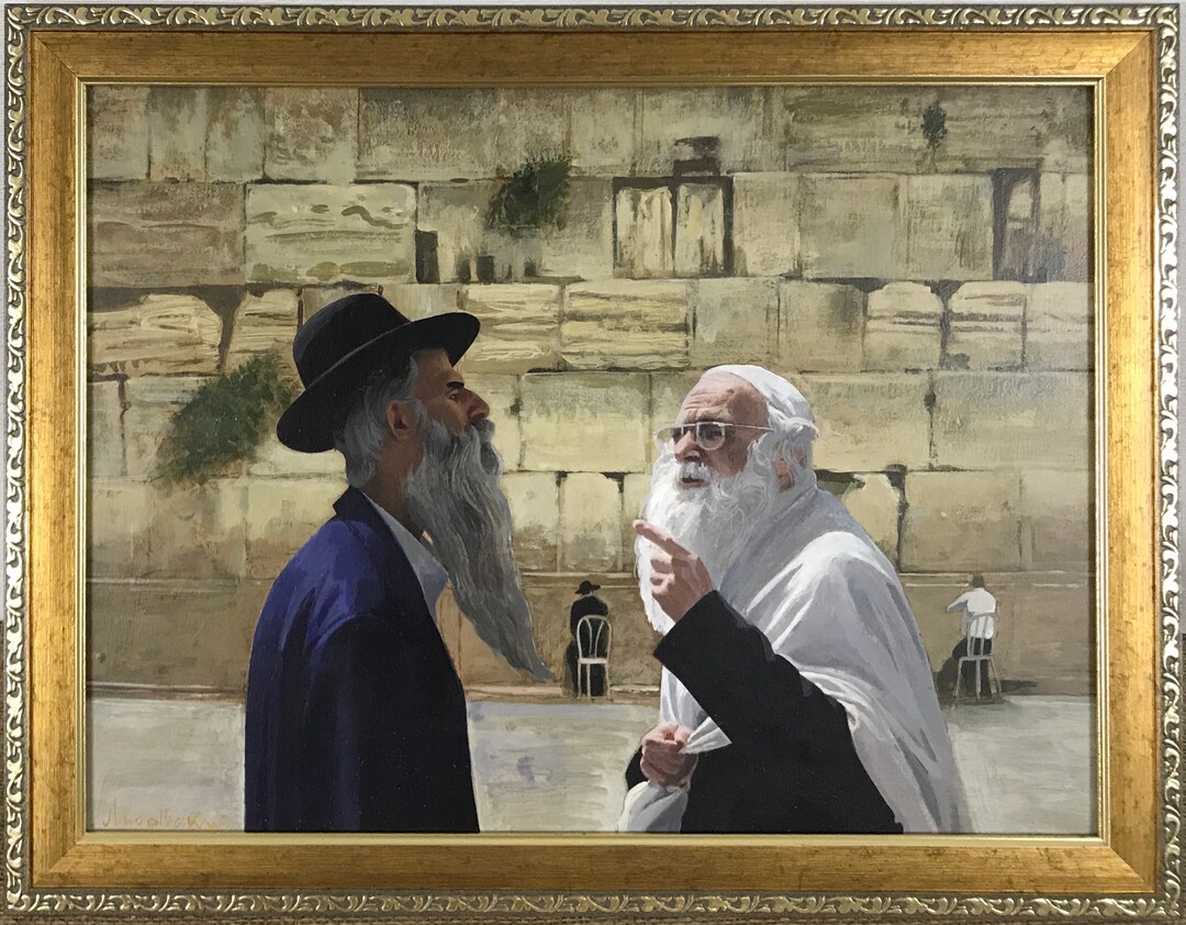 Original Collage Acrylic Painting, Jerusalem, Israel, Jew Praying ...