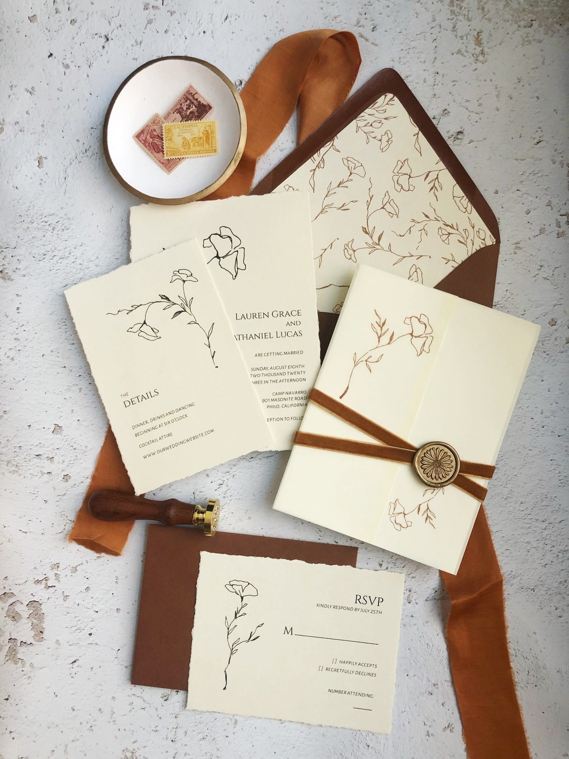 Ophelia Rust Wedding Invitation | Etsy