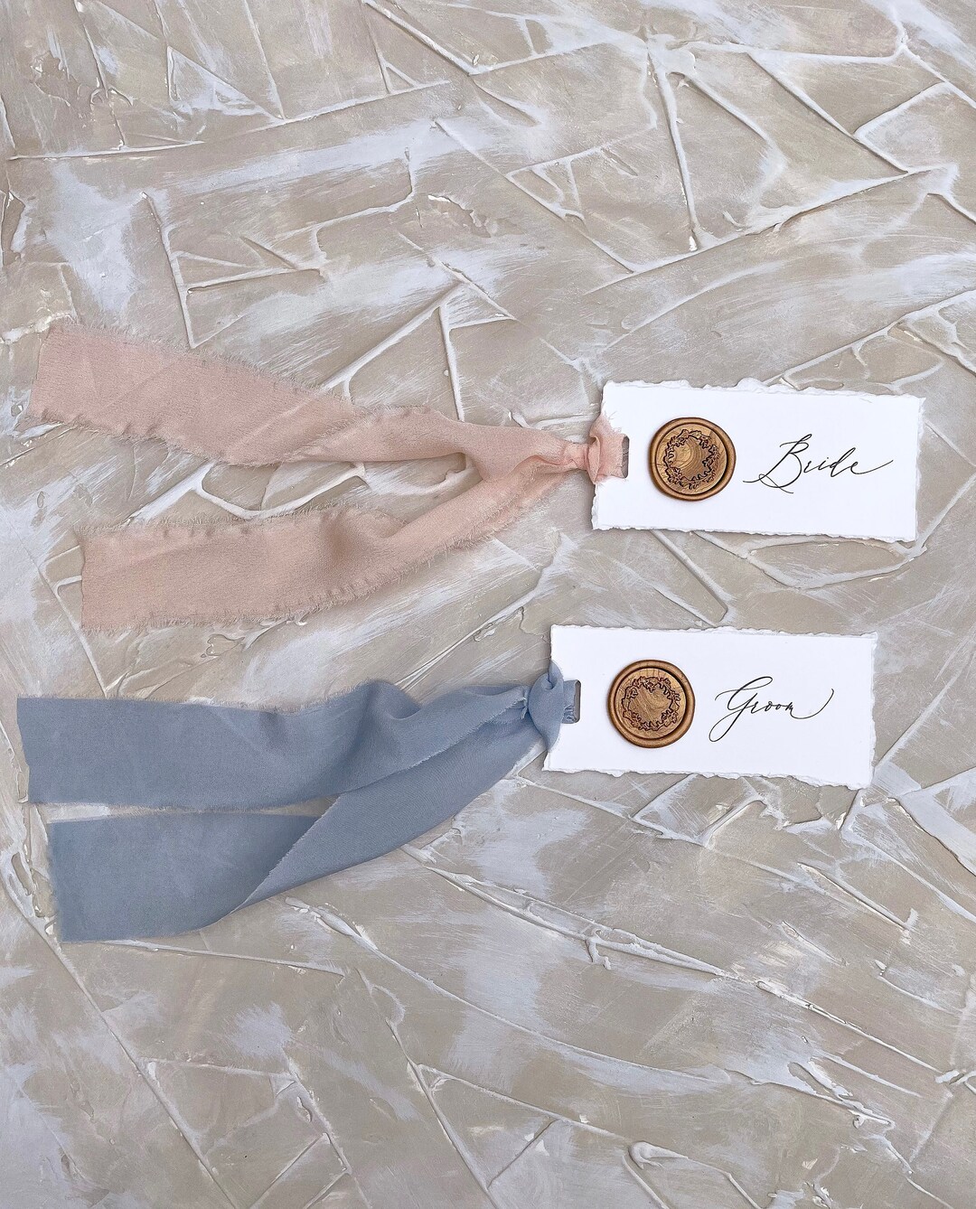 Wax Seal Place Cards With Silk Ribbon - Etsy