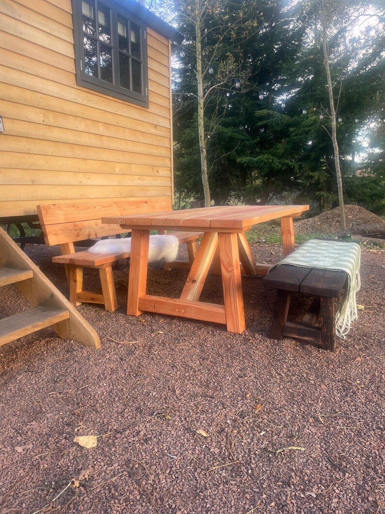 Chunky Outdoor/indoor Bench Bespoke Larch Bench 2m-handmade-hardy Rot ...