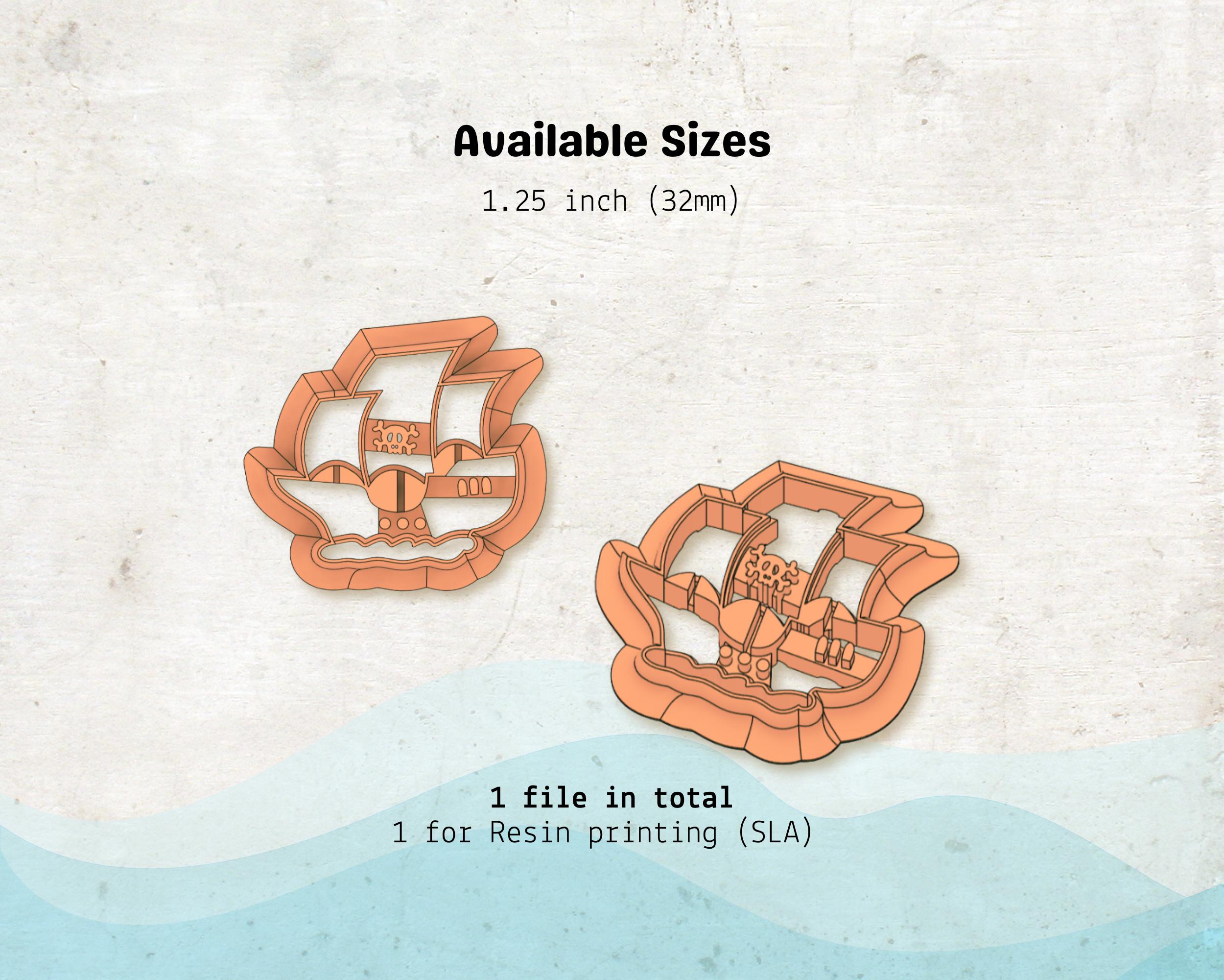 Pirate Ship Clay Cutter STL File: 1.25 Inch Resin Printer (digital ...