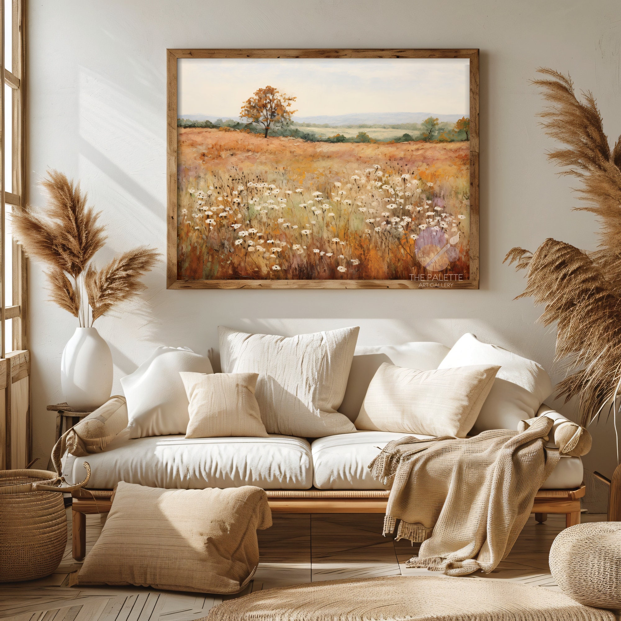 Spring Wildflowers Oil Painting Digital Download, Neutral Spring Decor ...