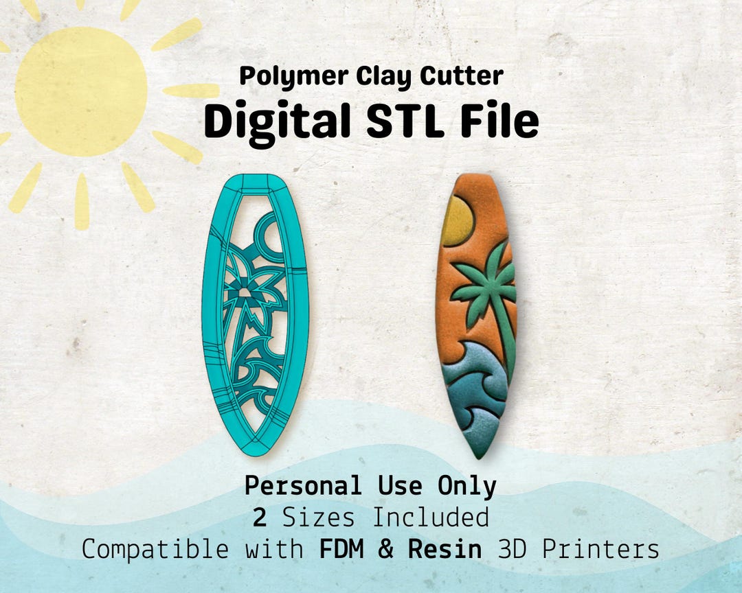 Palm Tree Surfboard Clay Cutter STL File: Tropical Summer Design ...