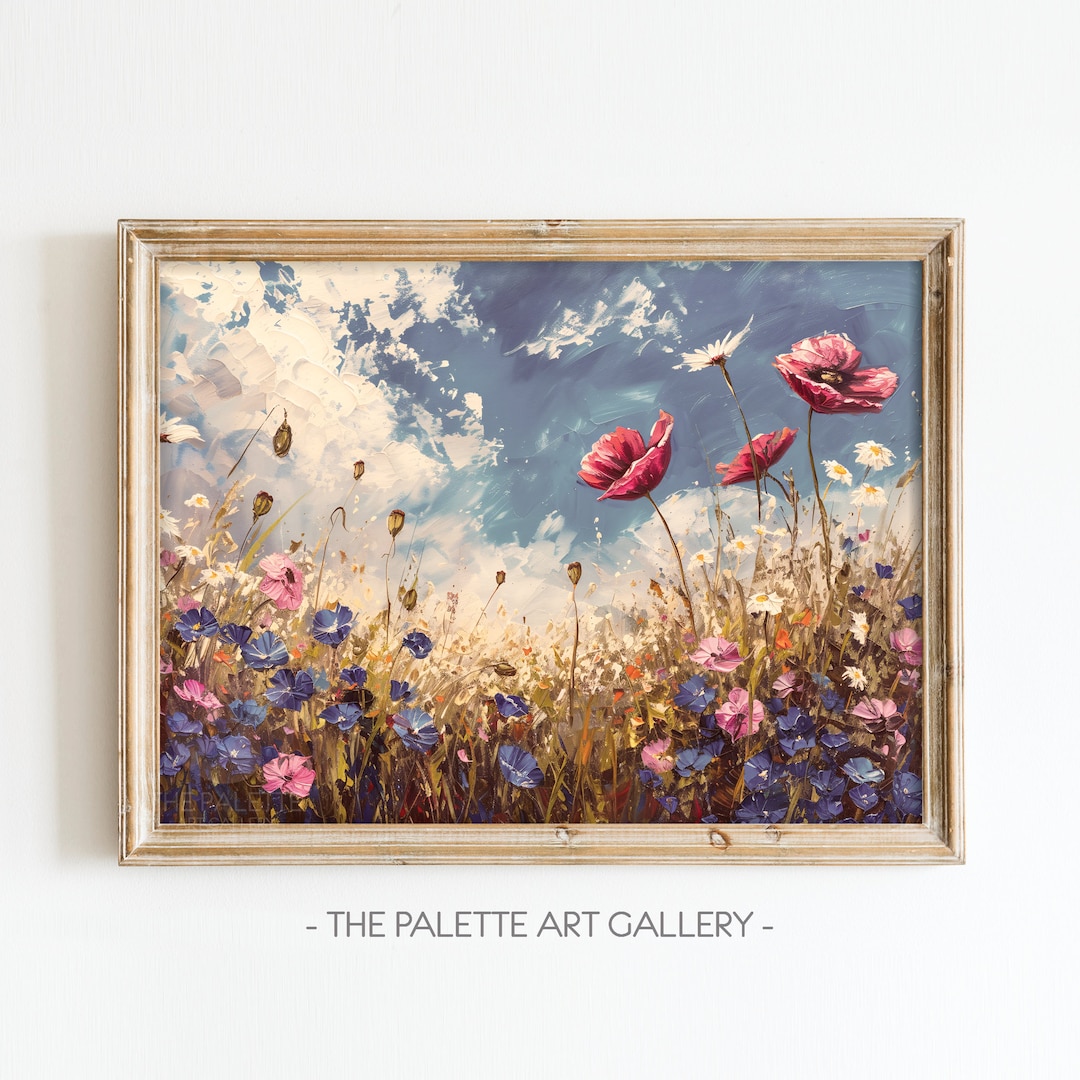 Spring Wildflowers Oil Painting Digital Download, Spring Decor Vintage ...