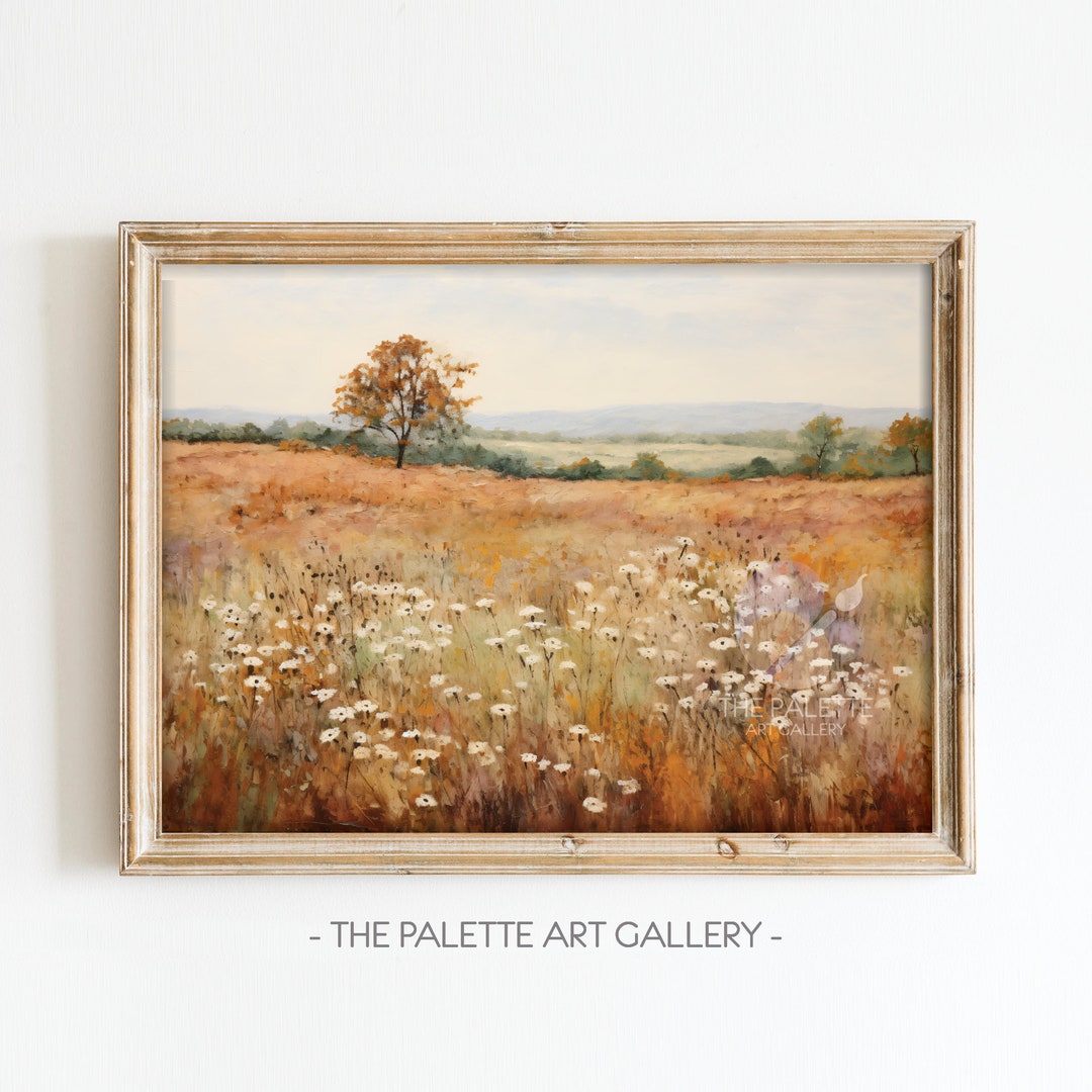 Spring Wildflowers Oil Painting Digital Download, Neutral Spring Decor ...