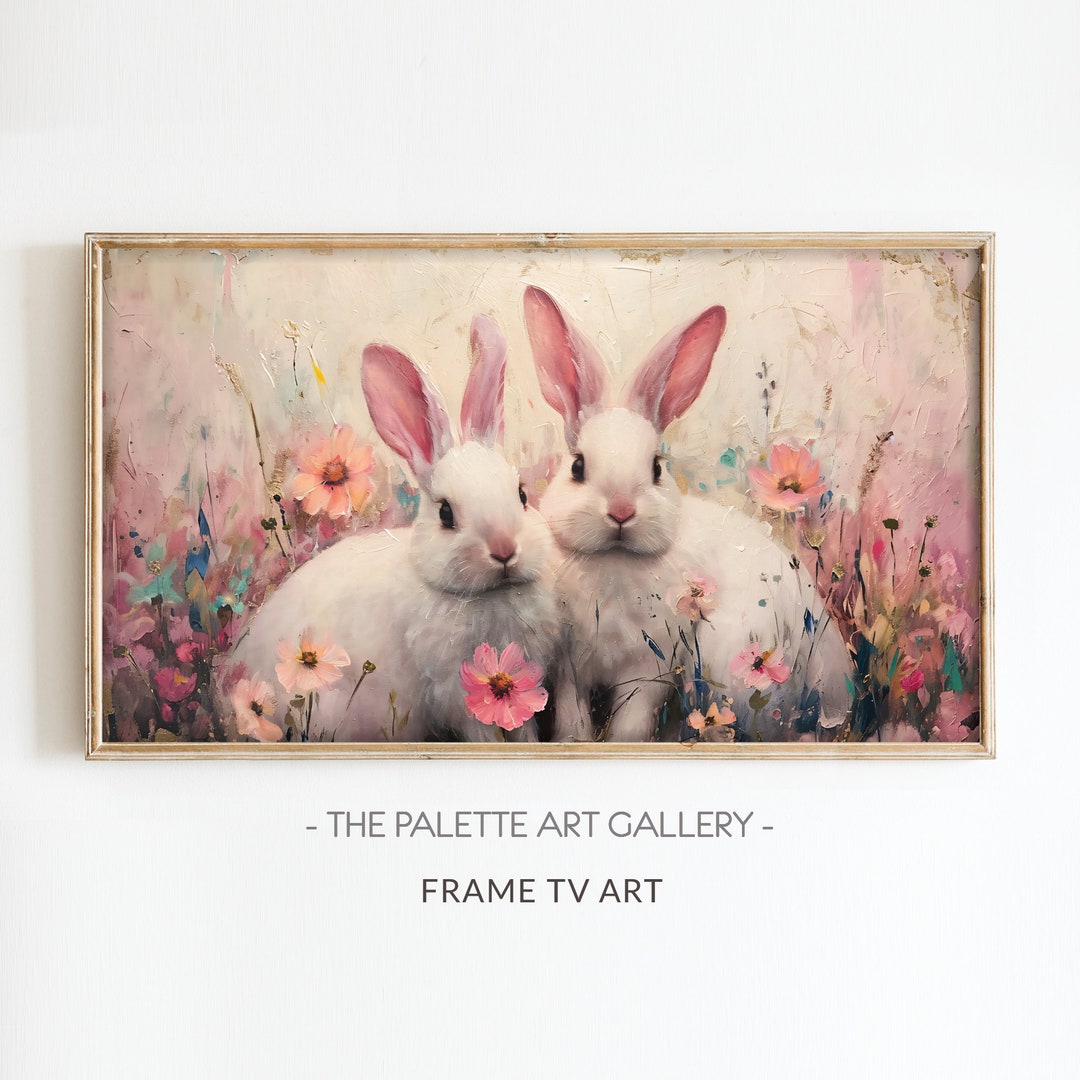 Spring Bunny Rabbits Frame TV Art Digital Download, Spring Easter Decor ...