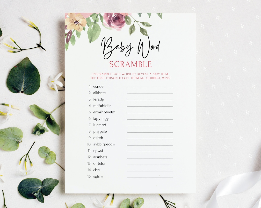 Pink Girl Baby Word Scramble Game Printable Pink Baby Shower - Etsy