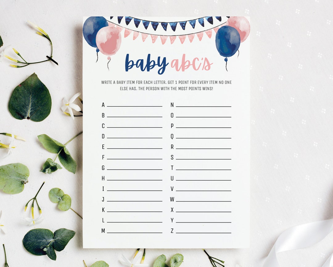 Baby Abc's Gender Reveal Party Game Printable, Baby Shower Guessing ...
