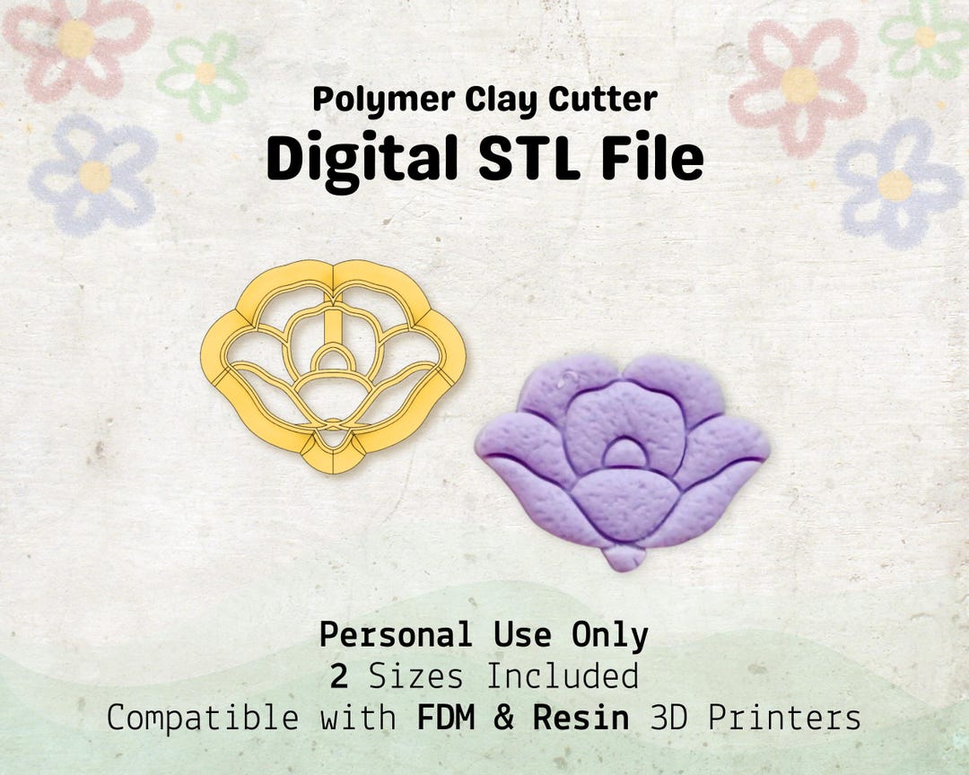 Peony Flower Clay Cutter STL File | Polymer Clay Earring Cutter ...