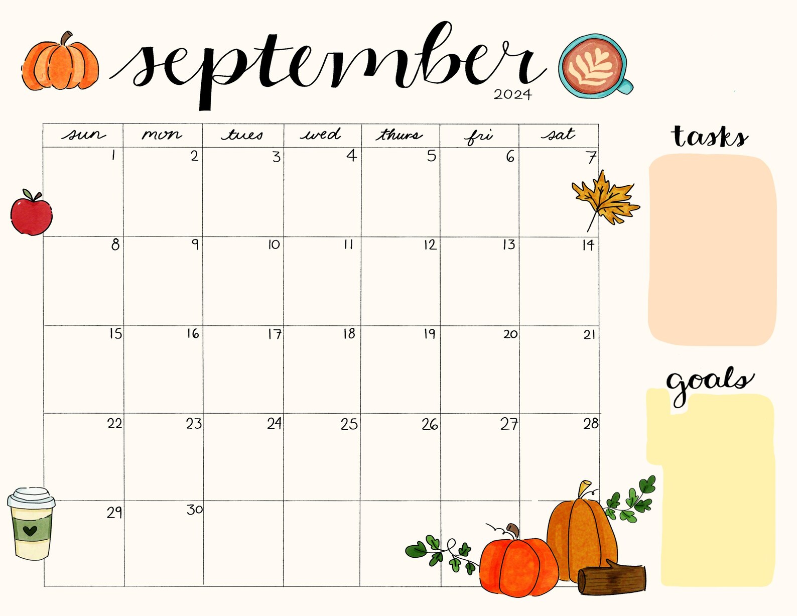 September Calendar 2024 Instant Download Printable September Planner ...