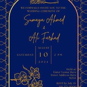 Digital Nikah Invite, Islamic Wedding Invite, Customizable Nikkah ...