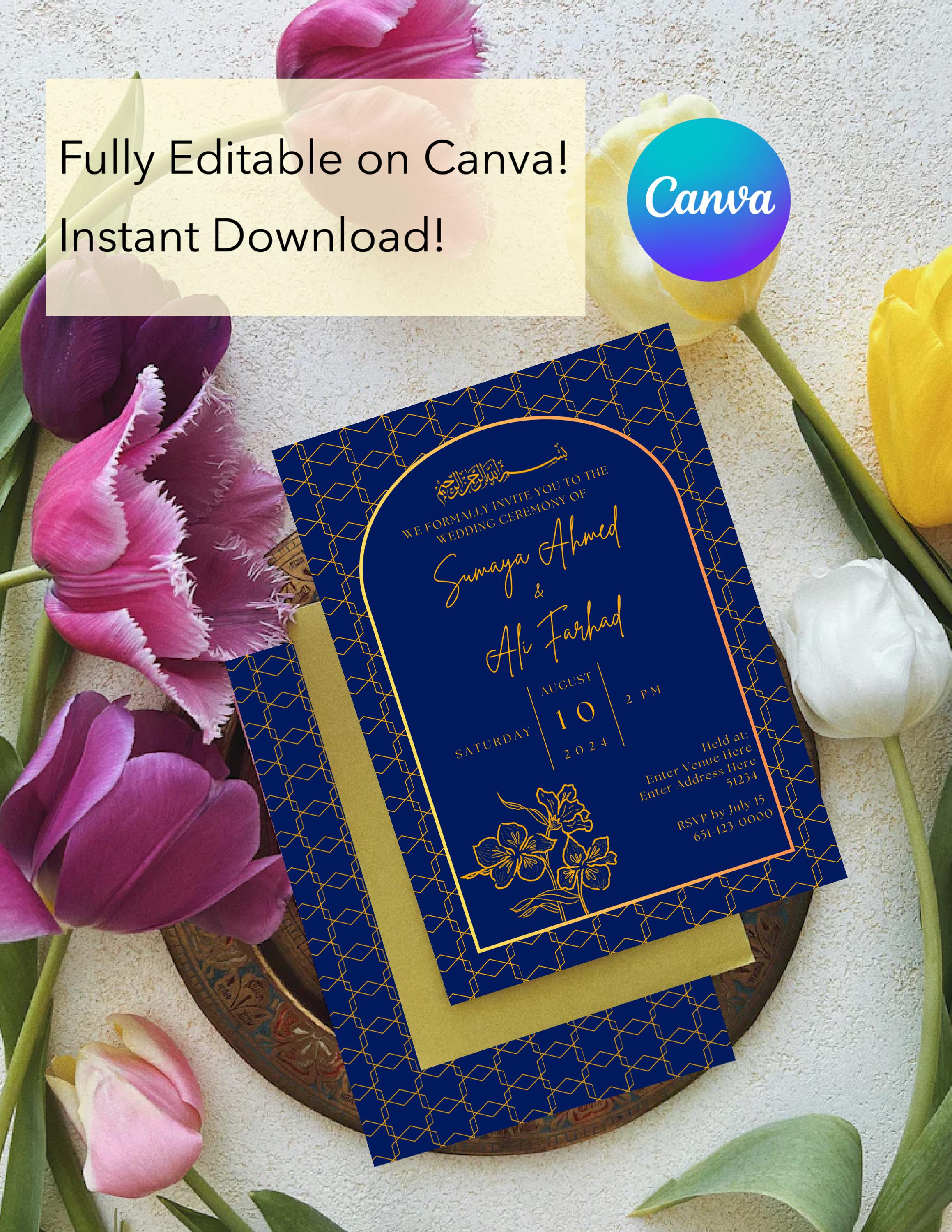 Digital Nikah Invite, Islamic Wedding Invite, Customizable Nikkah ...