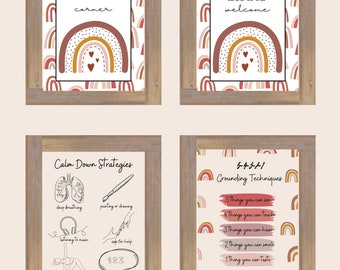 Modern Boho Rainbow Regulation Posters - Calm Down Corner 8 ...