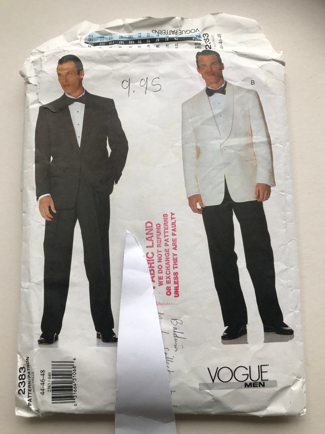 Rare Vogue Men Sewing Pattern 2383 1999 Jacket, Pants/trousers With ...