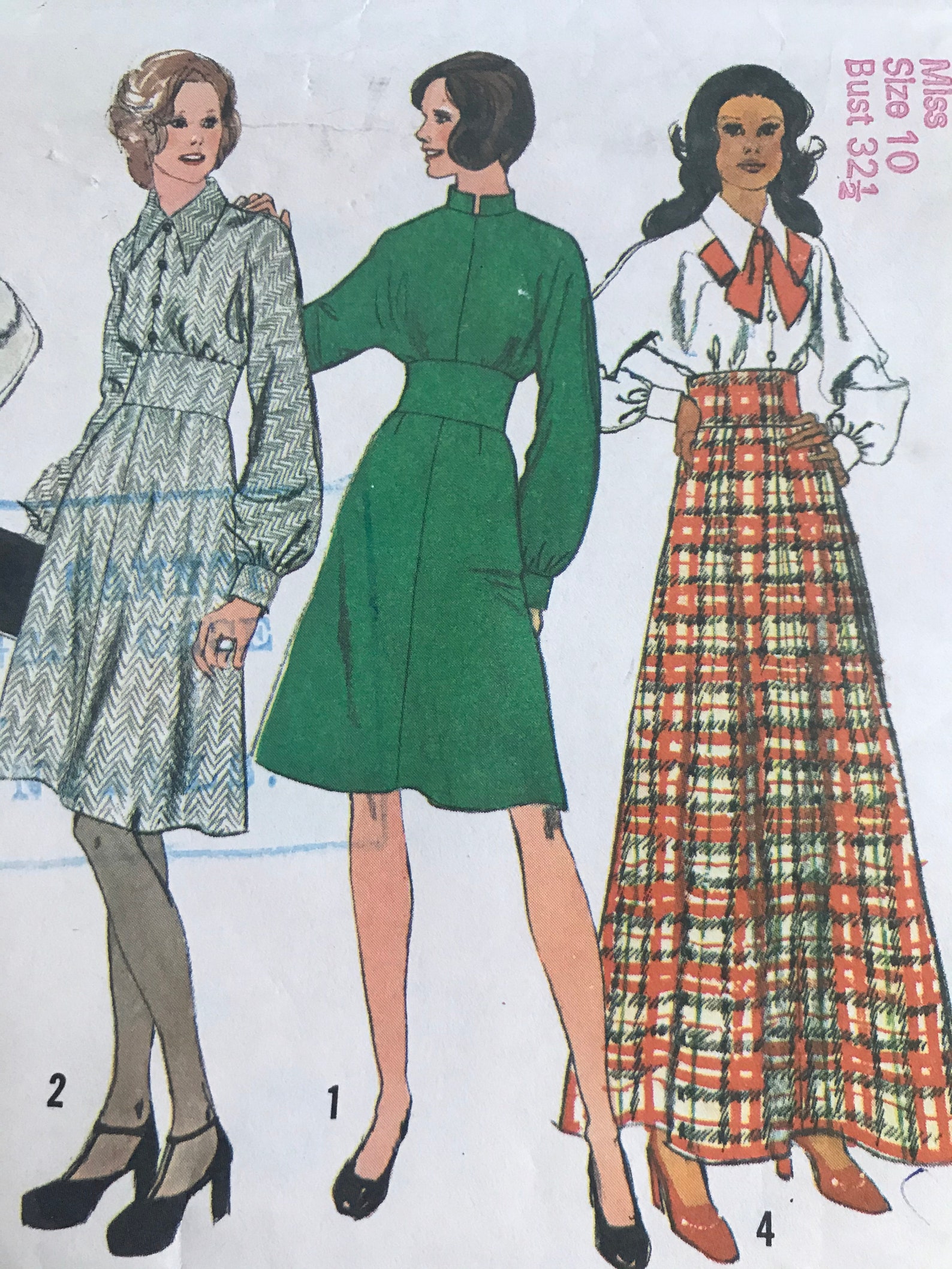 Vintage 1972 Simplicity Sewing Pattern Dress Dolman Sleeves, Maxi Dress ...