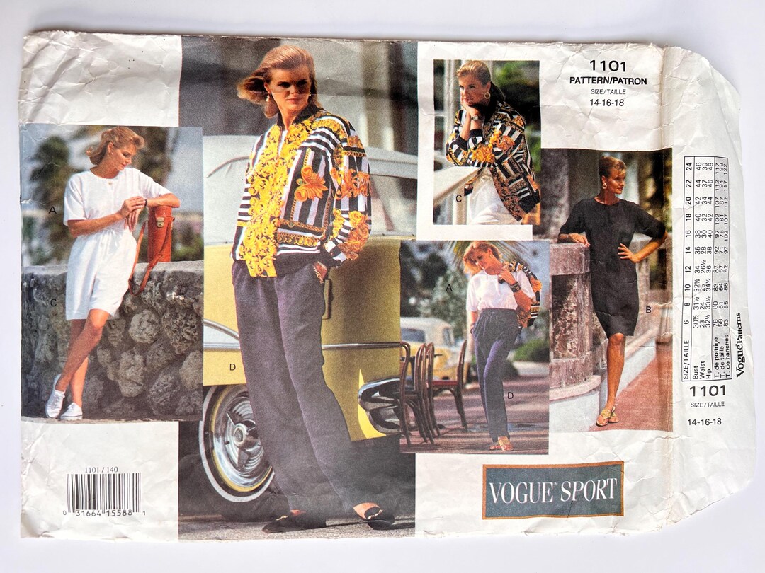 Rare 1993 Vintage Vogue Sport Sewing Pattern 1101. Bomber Jacket, Dress ...