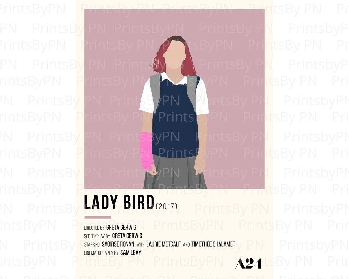 Lady Bird (2017) - Minimalist Illustration Style Print (digital ...