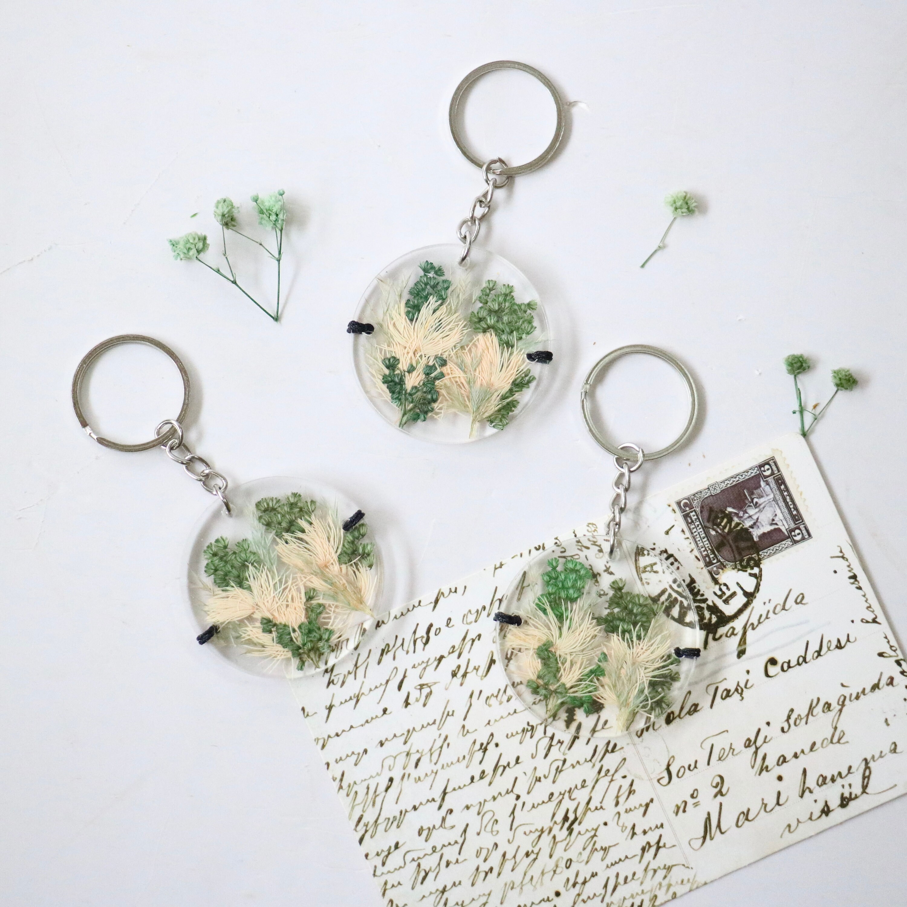 Keychain, Floral Keychain, Dried Flower Keychain, Gift for Her, Pressed ...