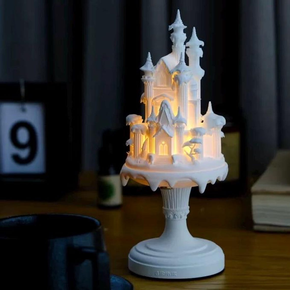 Lampada diffusore in gesso Castle Design: luce LED per aromaterapia ...