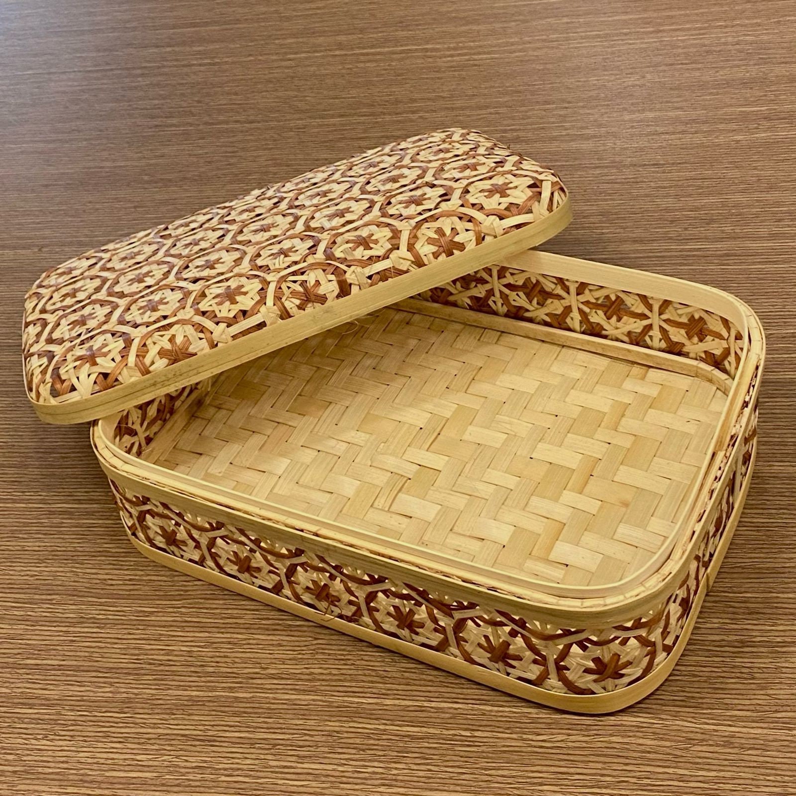 Bamboo Giftbox Boho Decor Wicker Woven Baskets Bamboo Basket With Lid ...