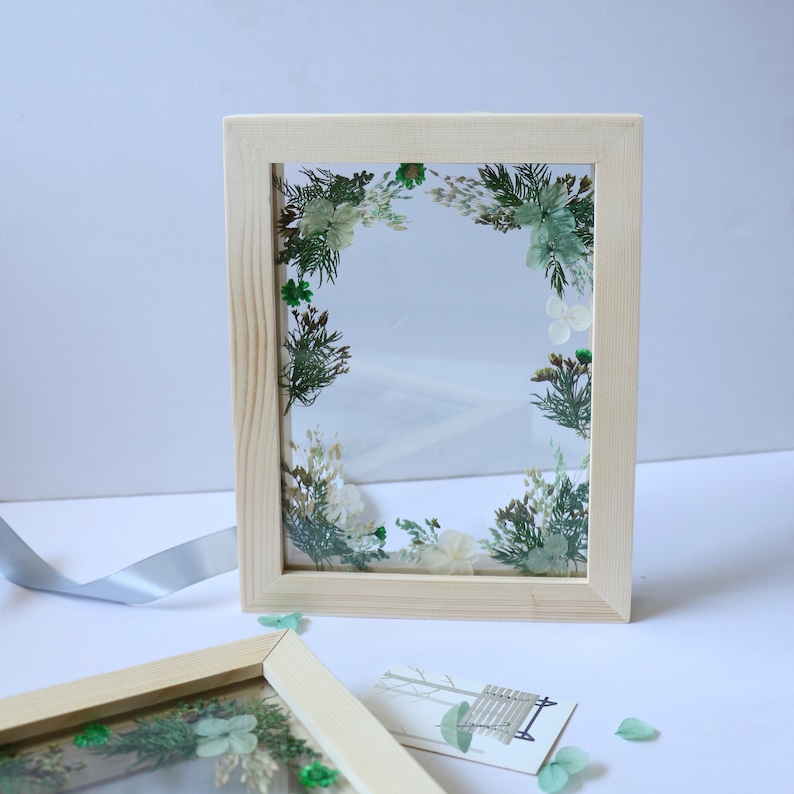 Pressed Flower Wood Photo Frame – Custom Floral Engraving (9x7" Frame ...