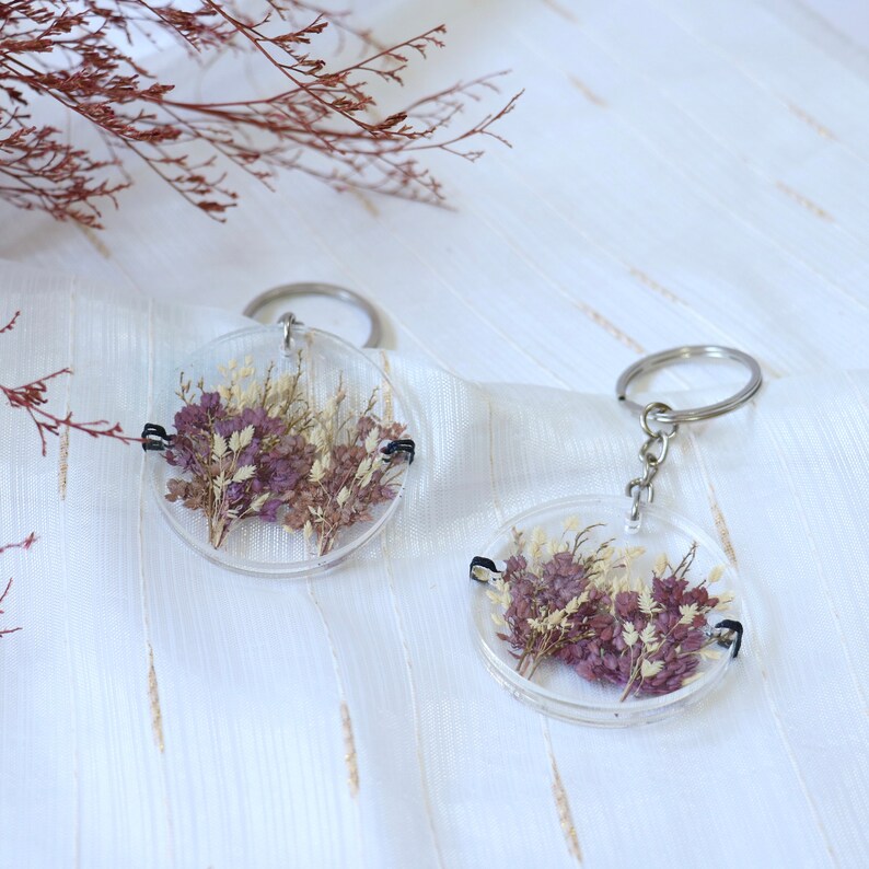 Keychain, Floral Keychain, Dried Flower Keychain, Gift for Her, Pressed ...